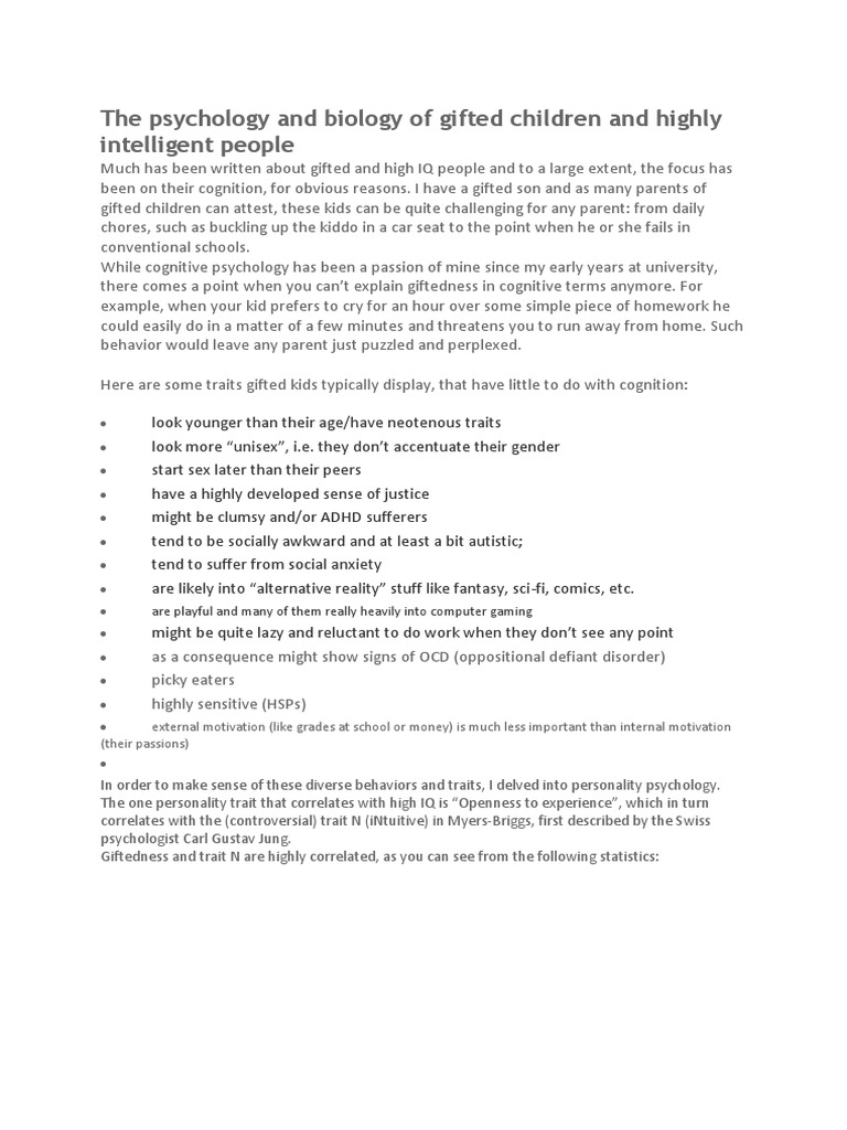 The Psychology of Gifted Children and Highly Intelligent People | PDF ...