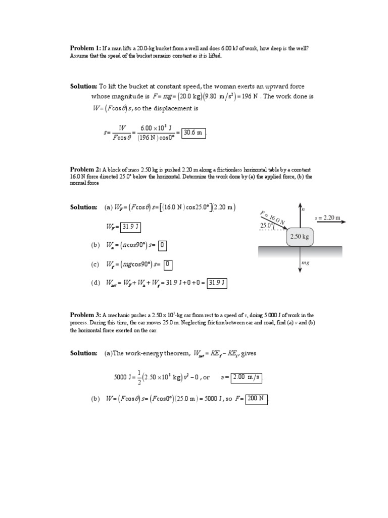 Work-Energy Problems in Physics | PDF | Natural Philosophy | Force
