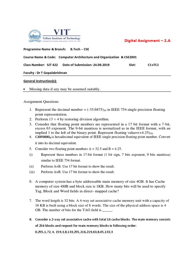 FALLSEM2019-20 CSE2001 TH VL2019201007433 Reference Material I 18-Sep-2019 DA-2 PDF | PDF | Cpu ...