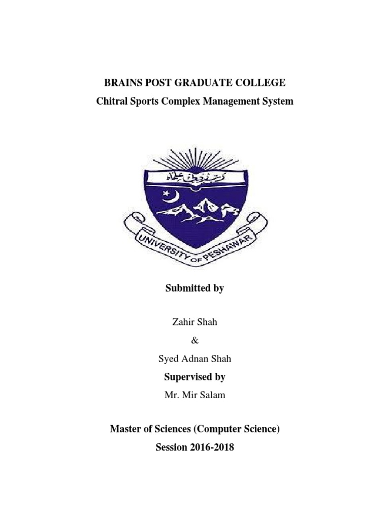 Brains Post Graduate College Chitral Sports Complex Management System ...