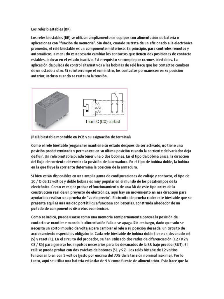 Relé Biestable: Funcionamiento y Pruebas | PDF | Relé | Electrónica
