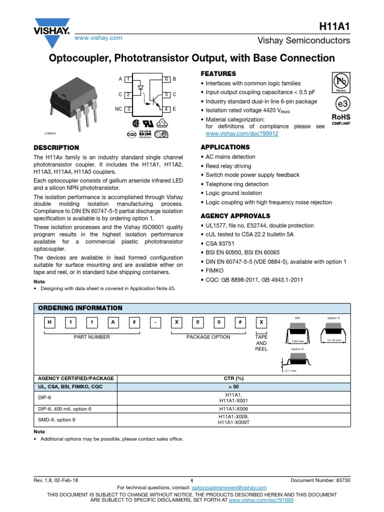 Vishay Semiconductors: Features | PDF | Electrical Engineering ...