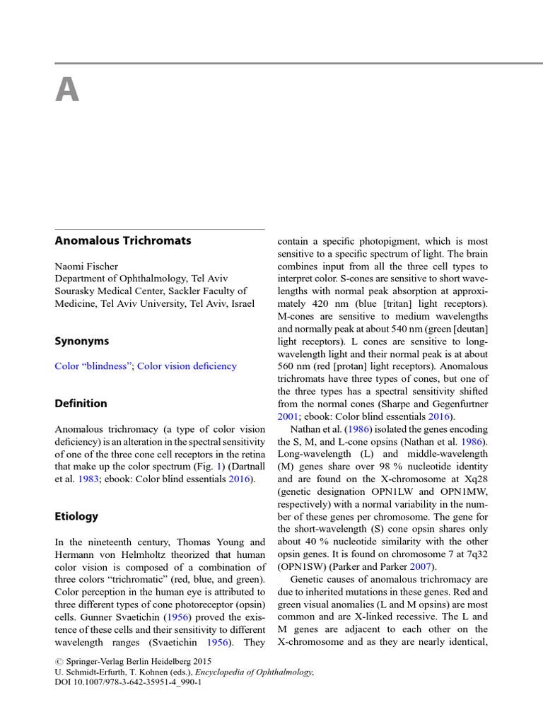 An Overview of Anomalous Trichromacy: Causes, Presentation, and ...