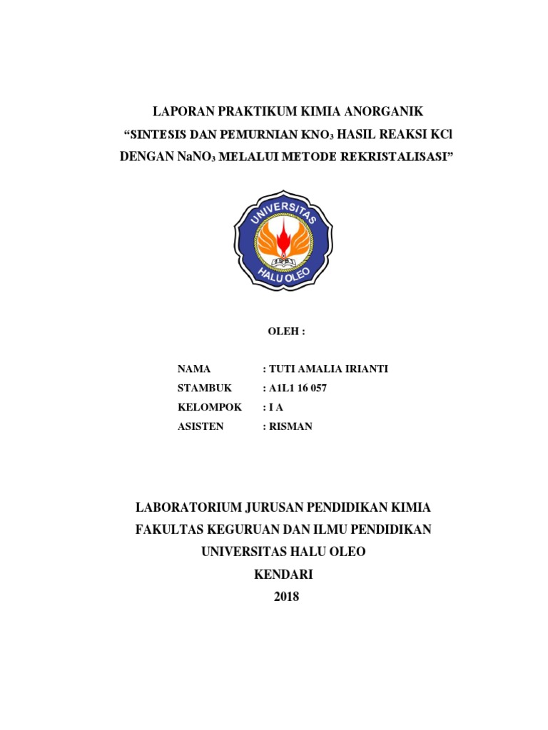 Sintesis KNO3 dari KCl dan NaNO3 | PDF