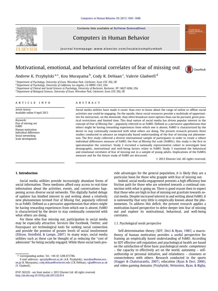 Fomo Pdf Pdf Social Media Popular Culture Media Studies