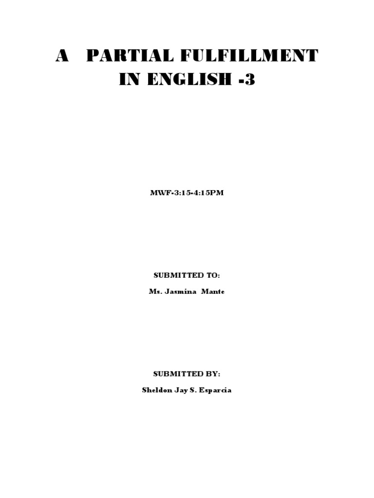 A Partial Fulfillment in English | PDF