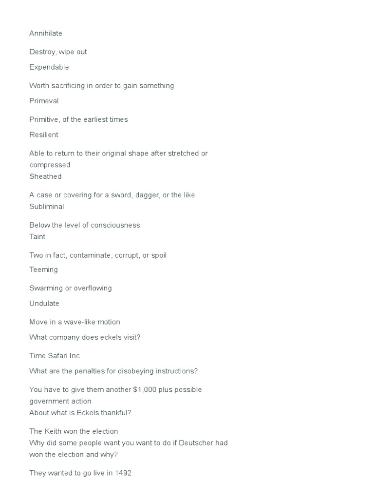 A Sound of Thunder Short Story Flashcards - Quizlet 3 | PDF