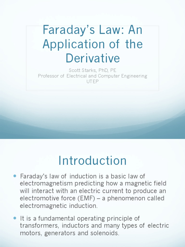 Application of Faraday's Law: Using the Derivative to Calculate ...