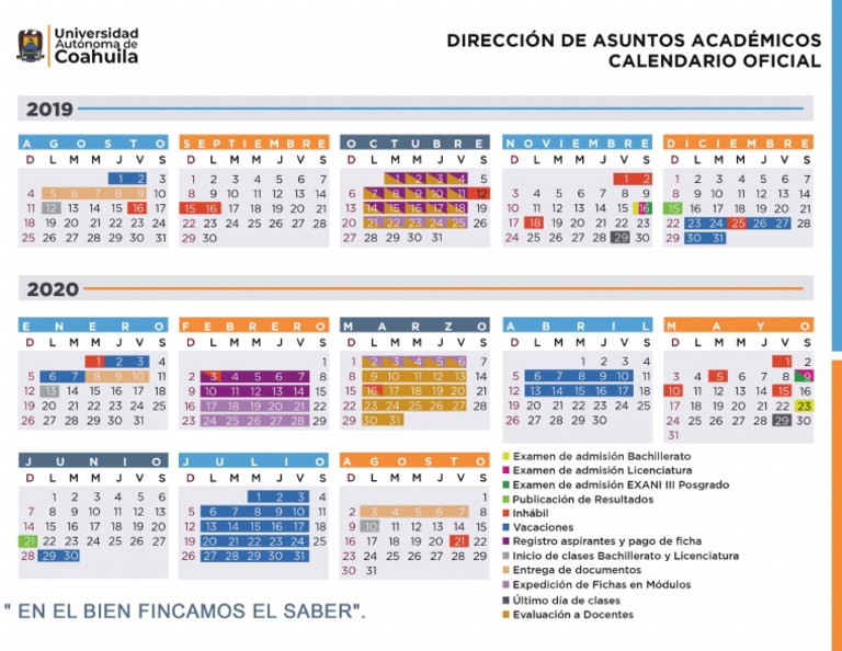 Calendario UAdeC 2019 - 2020 | PDF
