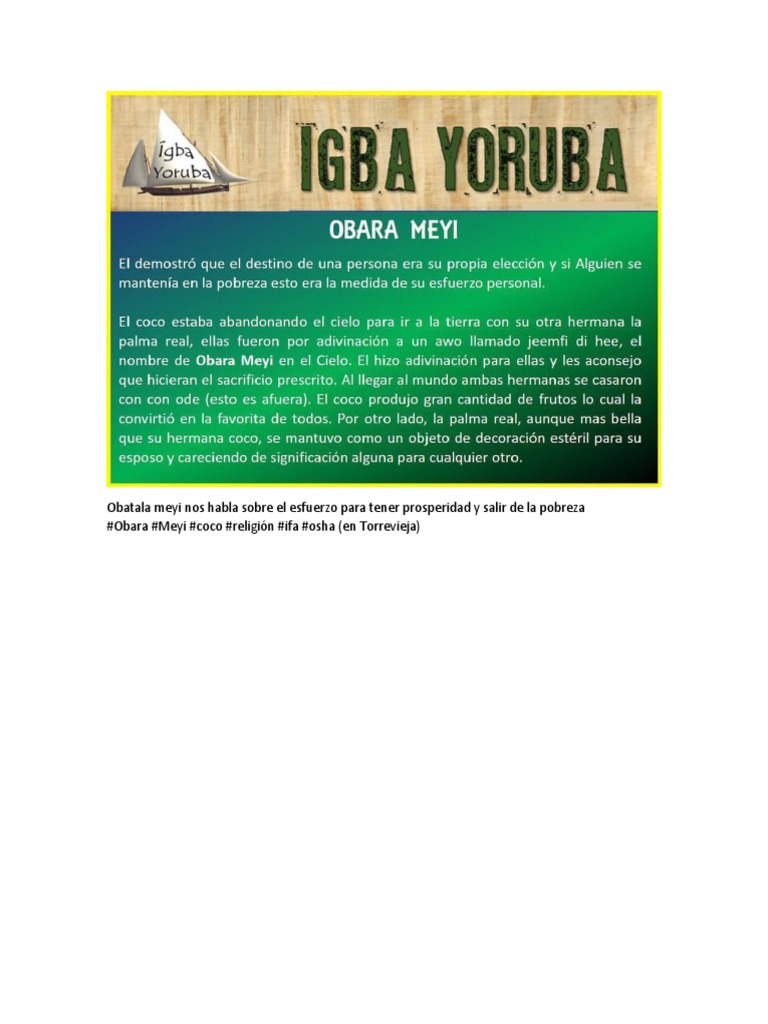 Obara Meyi: Prosperidad y Fe Yoruba | PDF | Amor | Verdad