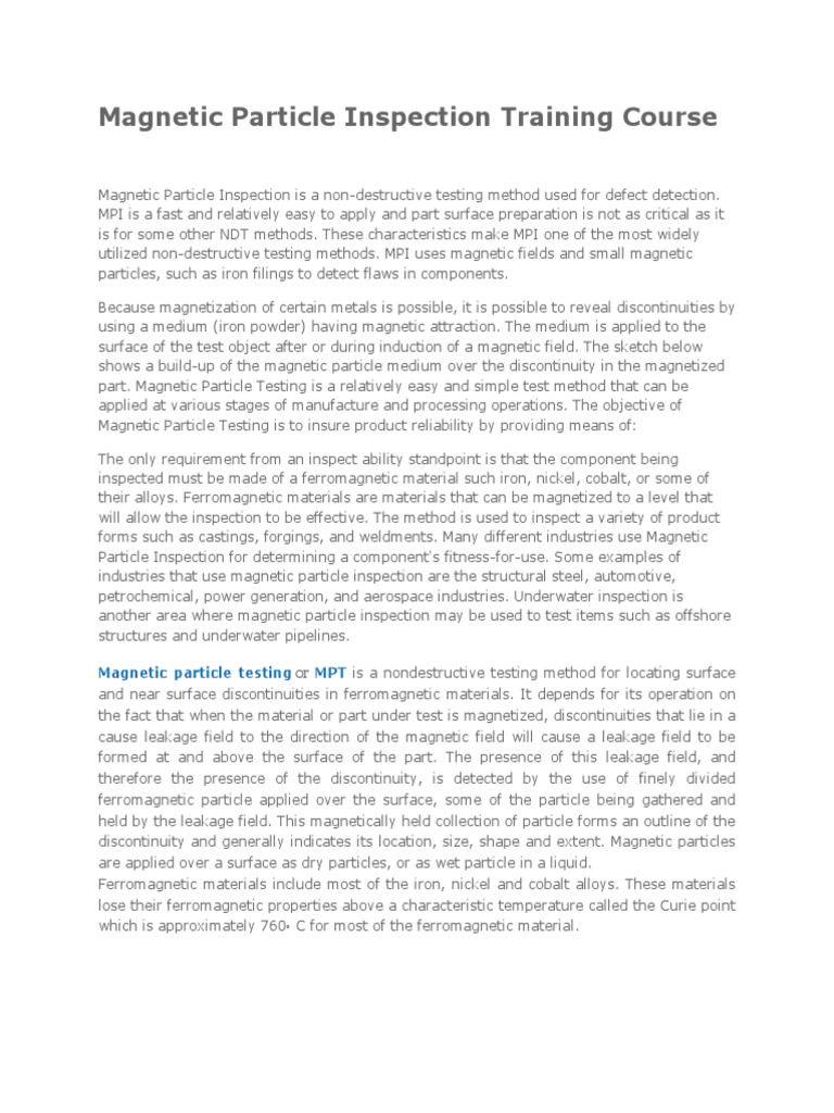 Magnetic Particle Inspection Training Course | PDF | Nondestructive ...