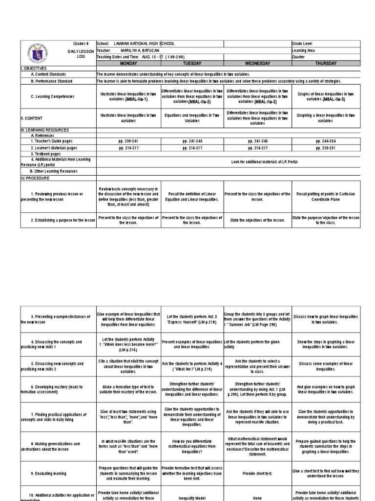 Grade 8 2nd Quarter | PDF | Educational Assessment | Inequality ...