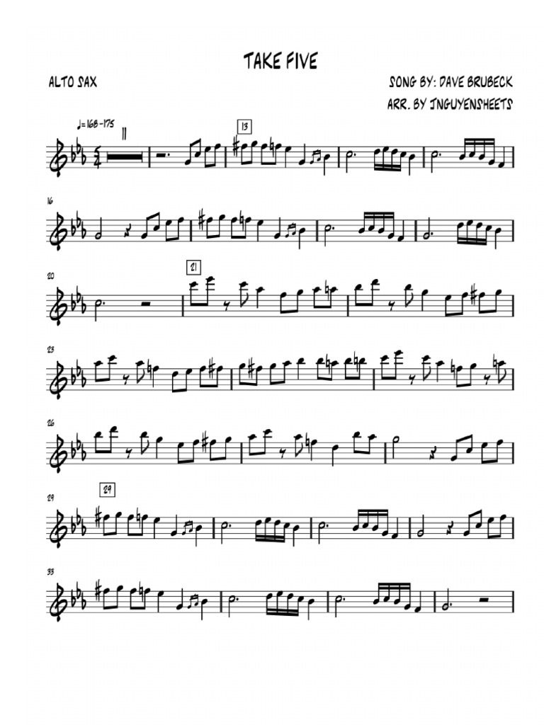 Take Five Alto Sax PDF | PDF