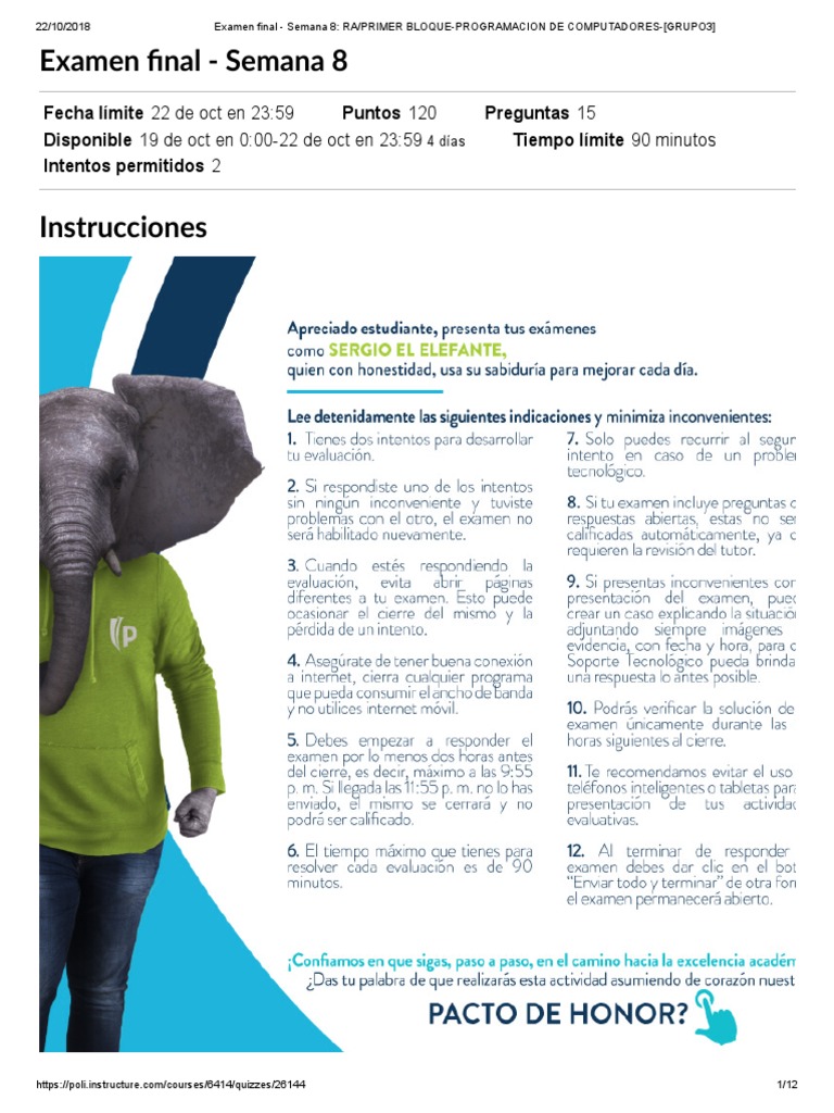 Examen Final - Semana 8 | PDF | Lenguaje de programación | Java ...