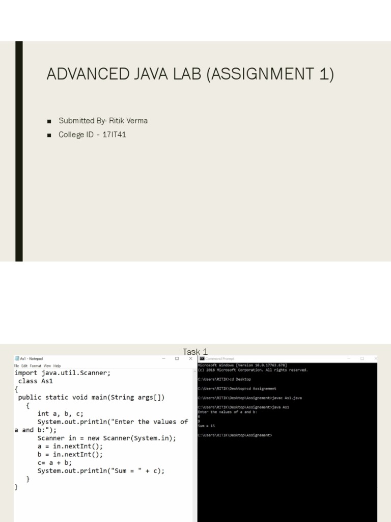 Advanced Java Lab (Assignment 1) : Submitted By-Ritik Verma College ID - 17IT41 | PDF
