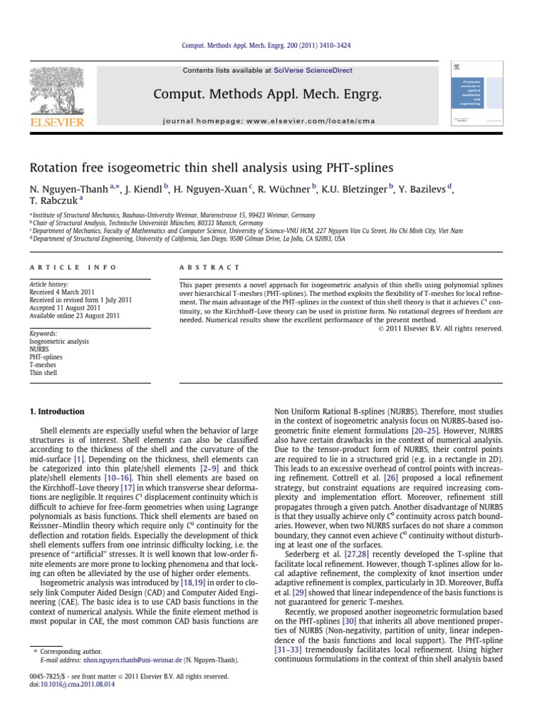 Comput. Methods Appl. Mech. Engrg | PDF | Spline (Mathematics) | Interpolation