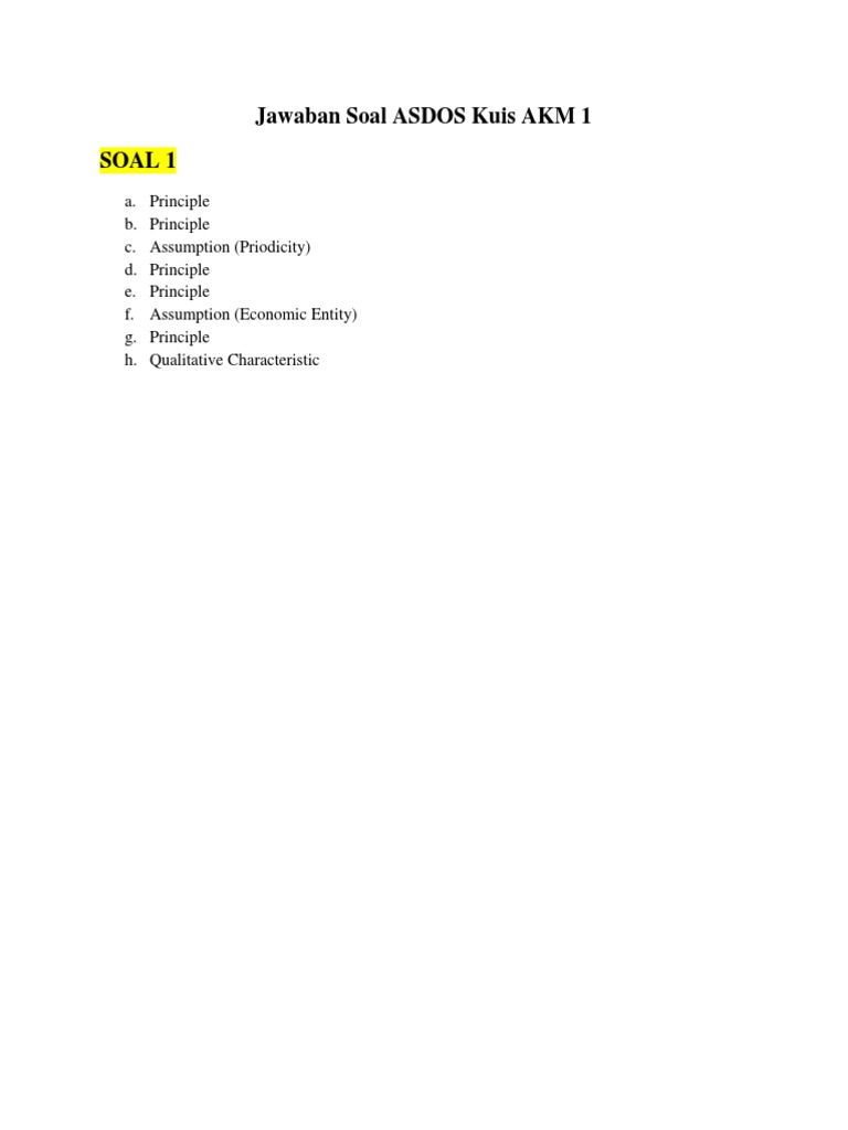 Jawaban Soal Kuis Akm 1 | PDF