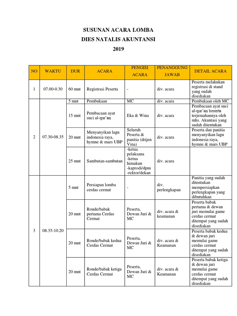 Rundown Acara Dies Natalis Akuntansi | PDF
