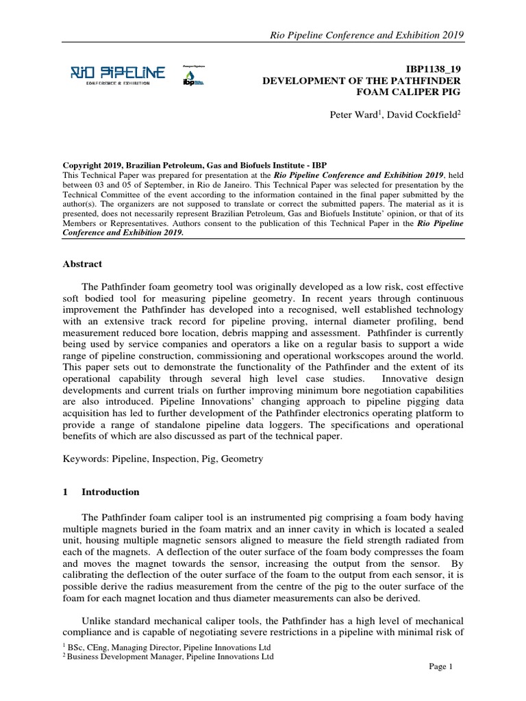 Riopipeline2019 1138 Rio Paper Rev01 PDF | PDF | Pipeline Transport ...