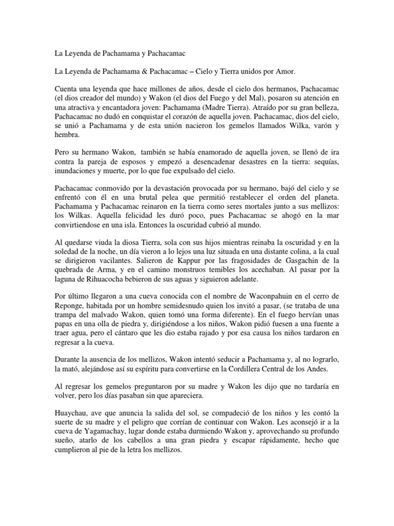 La leyenda de Pachamama y Pachacamac: El amor entre el cielo y la ...