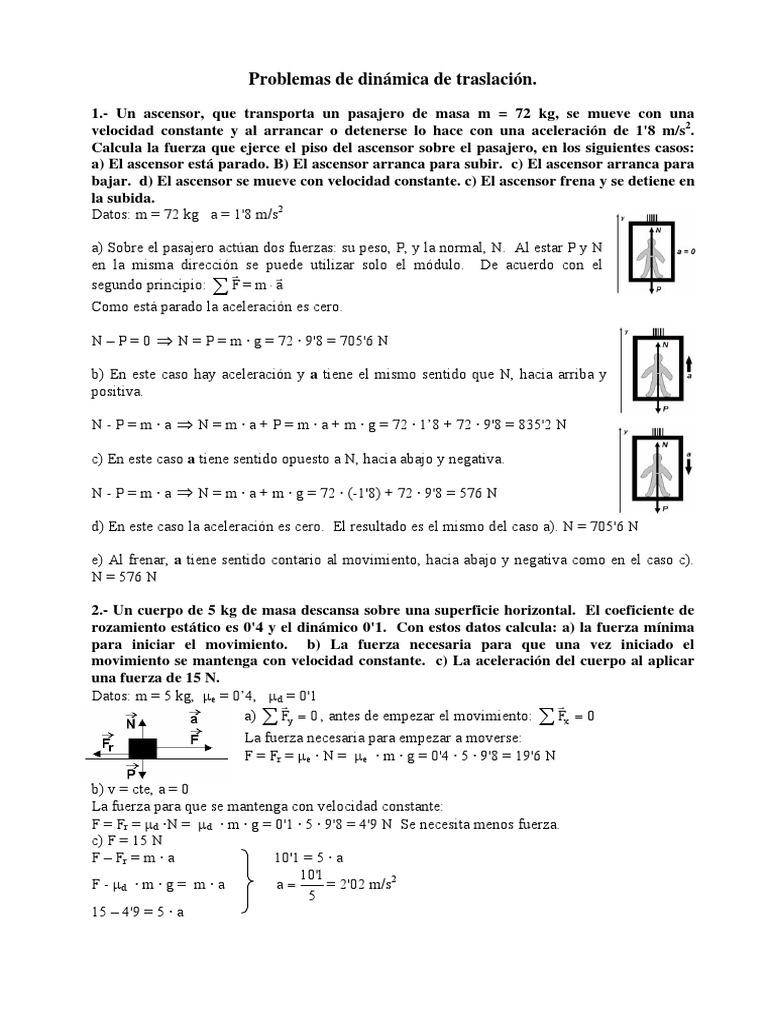 Problemas Dinamica | PDF | Fricción | Ascensor
