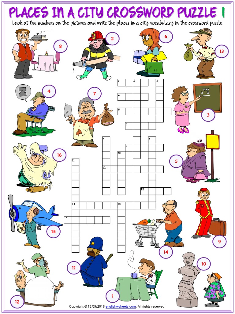 Crossword Places in A City (With Answers) | PDF | Leisure | Business