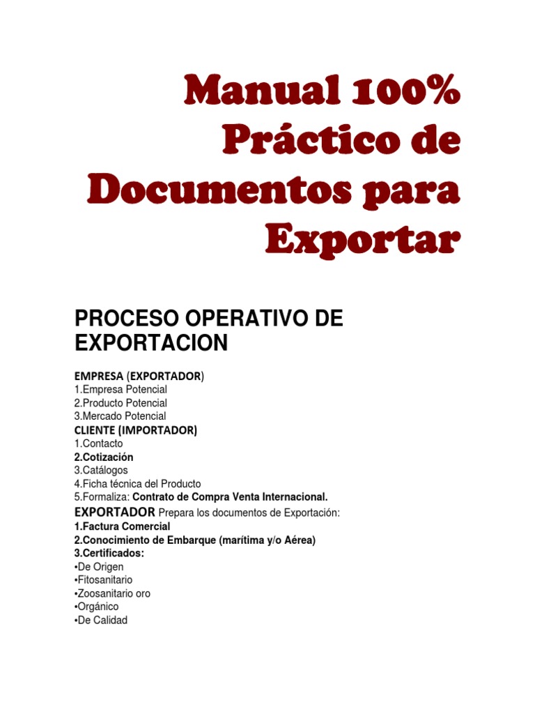 Manual de Documentos para La Exportacion | PDF | Carta de crédito | El comercio internacional