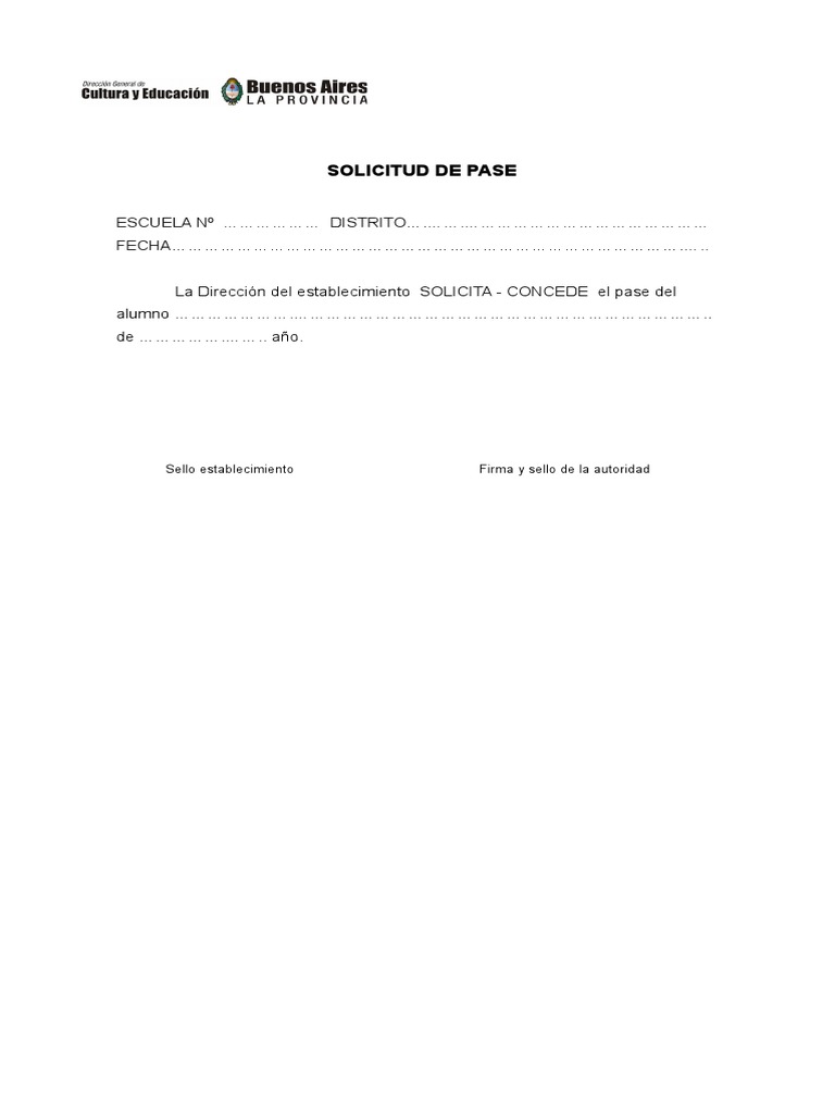 Solicitud de Pase | PDF