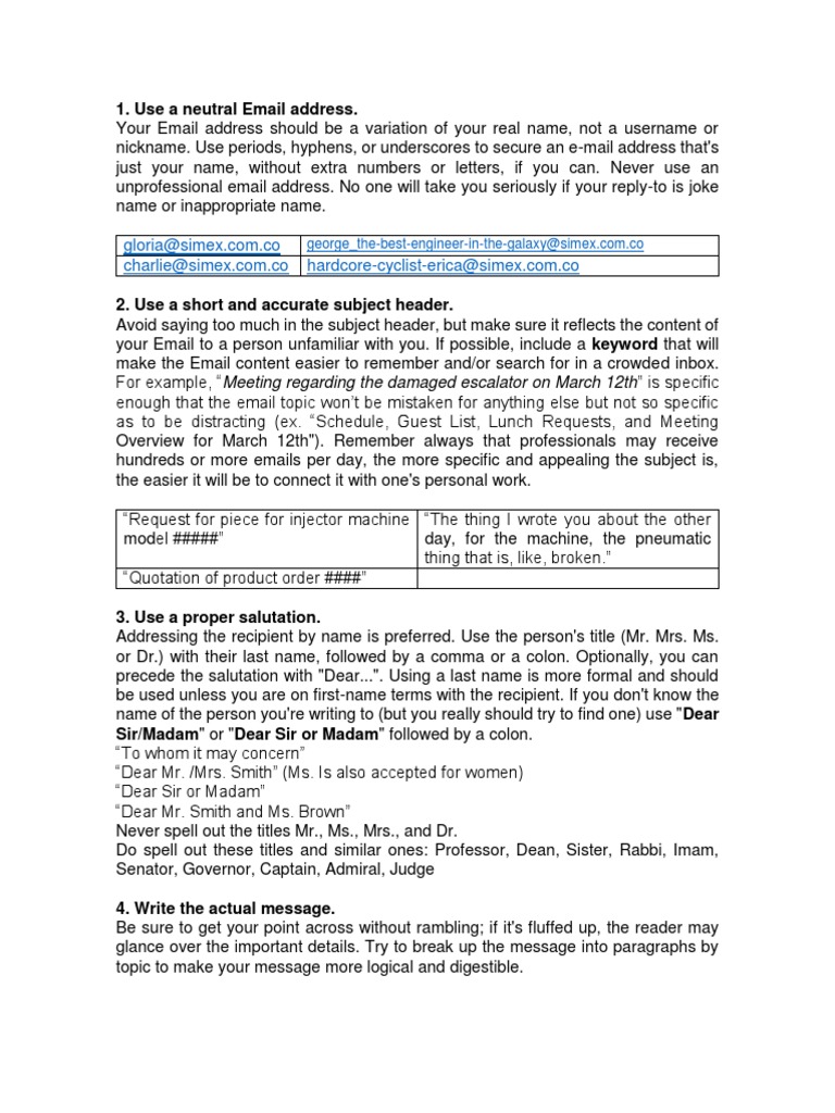 Use A Neutral Email Address | PDF