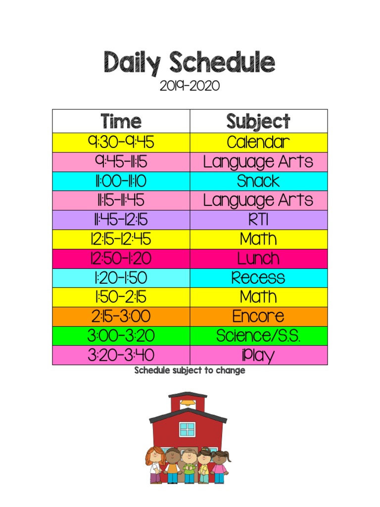 Daily Schedule 2019-2020 | PDF