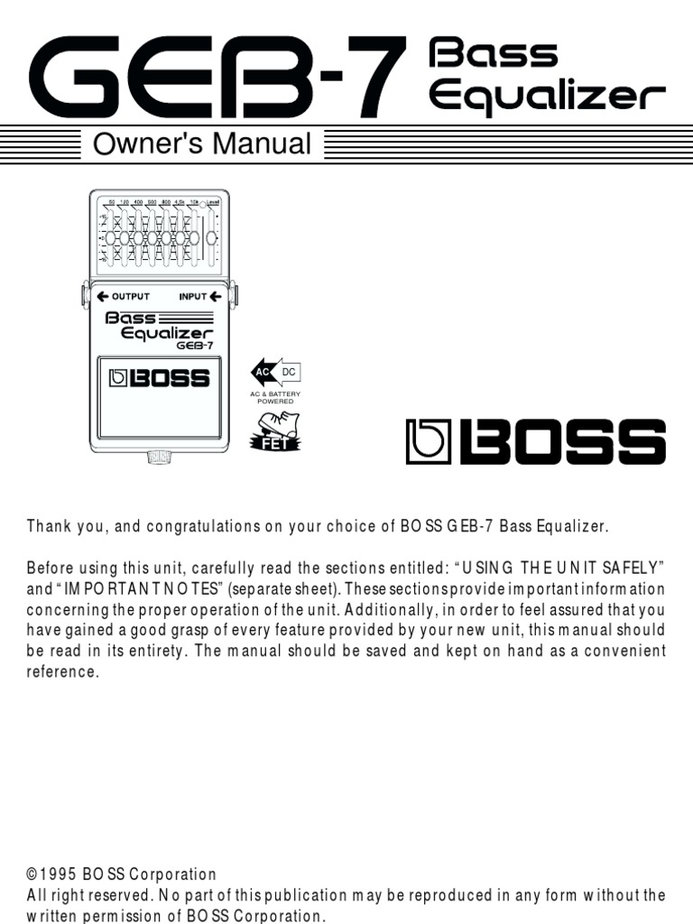Pedal GEB-7 Boss PDF | PDF | Equalization (Audio) | Amplifier