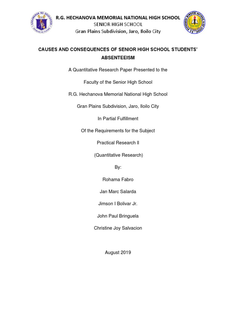 Causes and Consequences of Senior High School Students | PDF ...