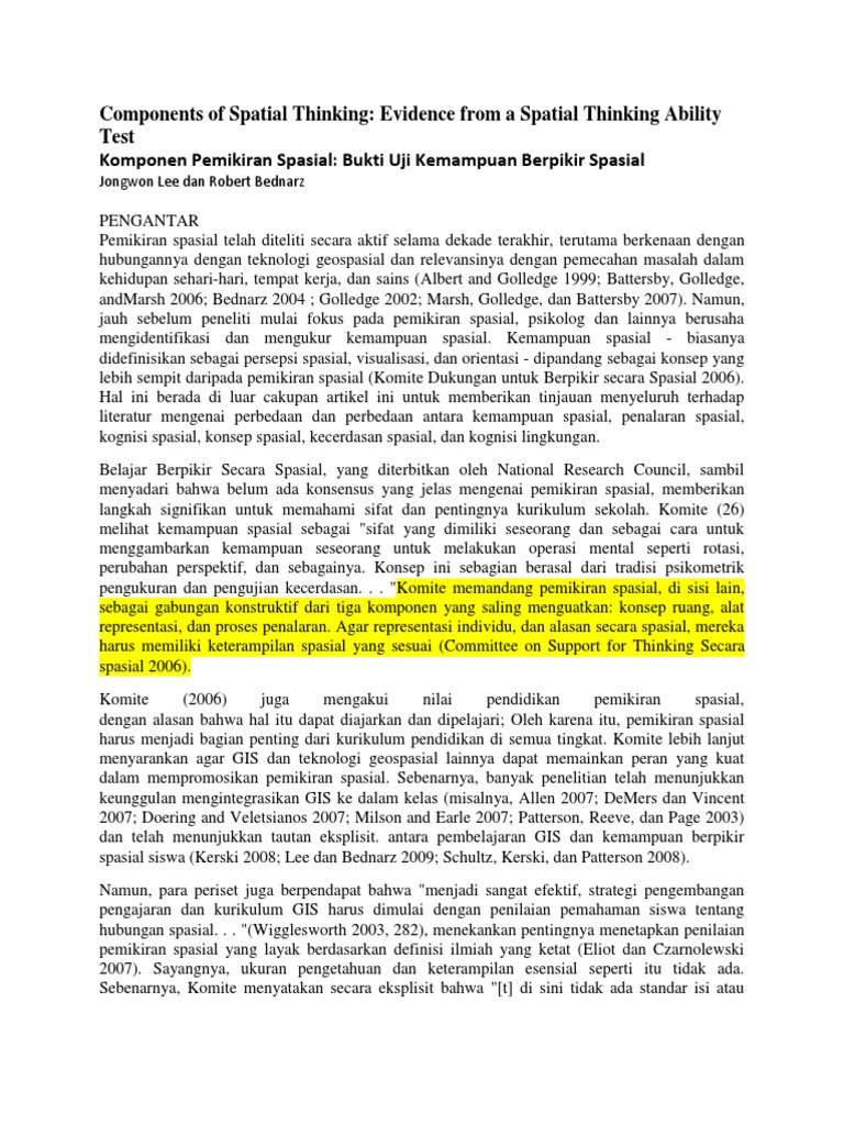 Components of Spatial Thinking | PDF