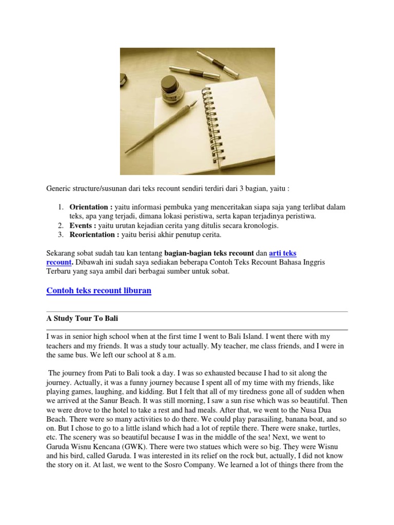 Contoh Teks Recount Liburan | PDF