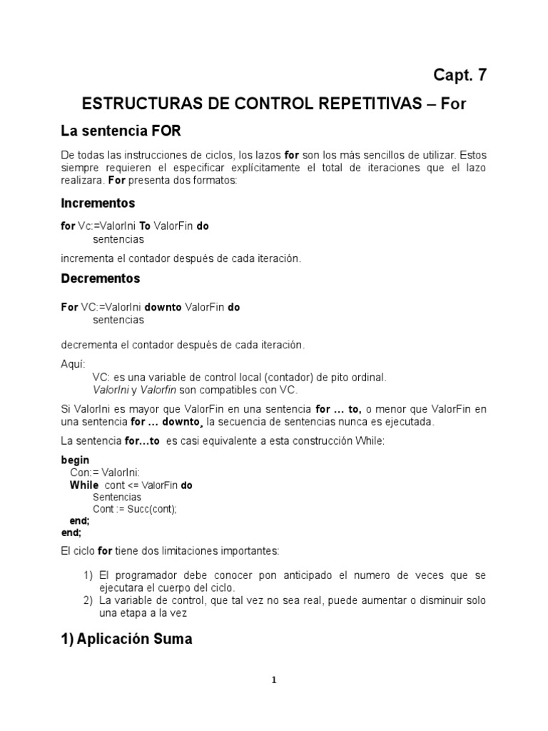 Capt. 7 Estructuras de Control Repetitivas - For | PDF | Point and ...