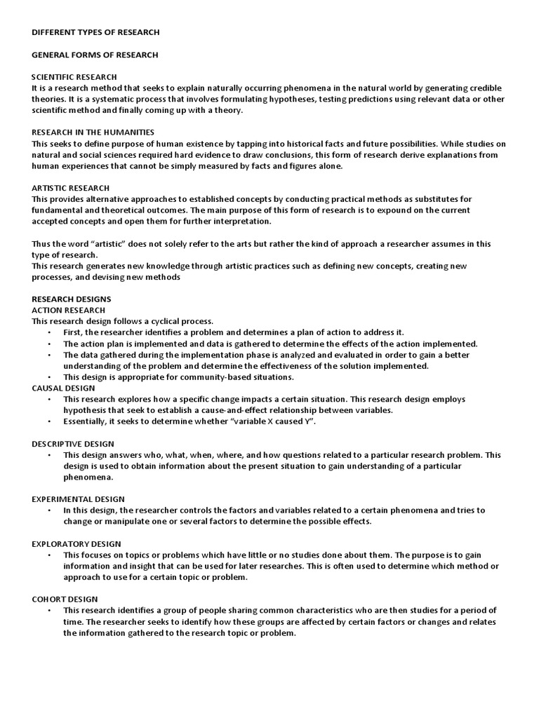 Different Types of Research | PDF | Scientific Method | Qualitative ...