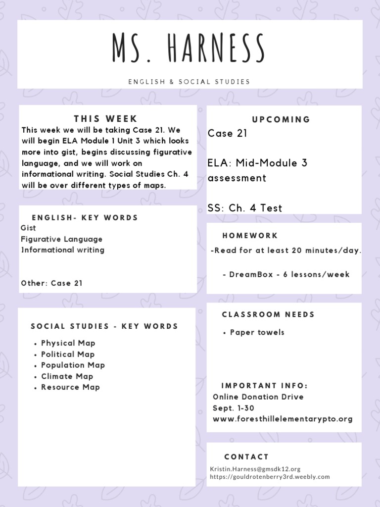 Ms. Harness: Case 21 ELA: Mid-Module 3 Assessment SS: Ch. 4 Test | PDF