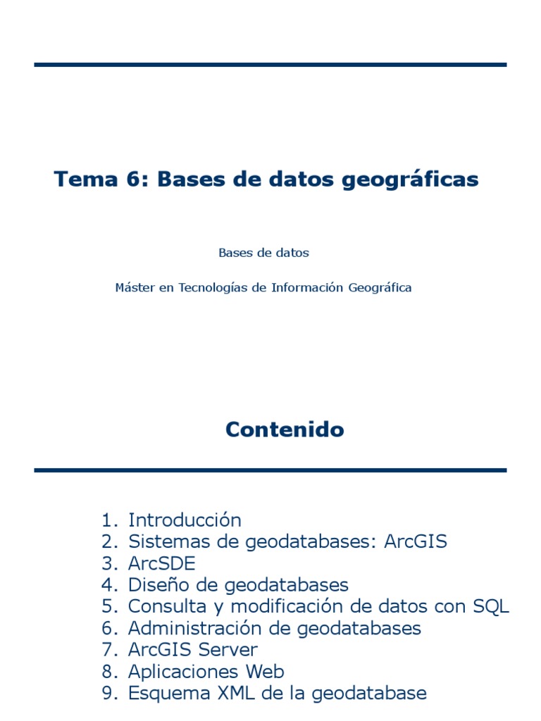 Geodatabases en ArcGIS: Diseño y Gestión | PDF | SQL | Servidor SQL de Microsoft