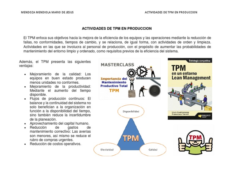 Actividades TPM en Produccion | PDF