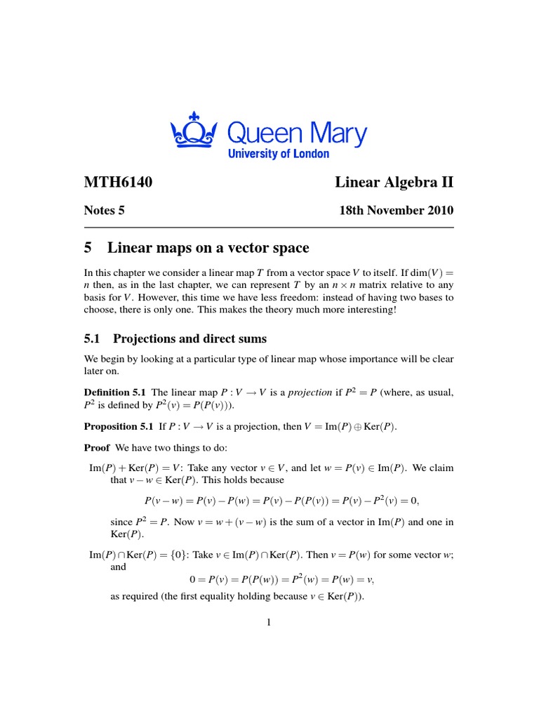 MTH6140 Linear Algebra II: Notes 5 18th November 2010 | PDF ...