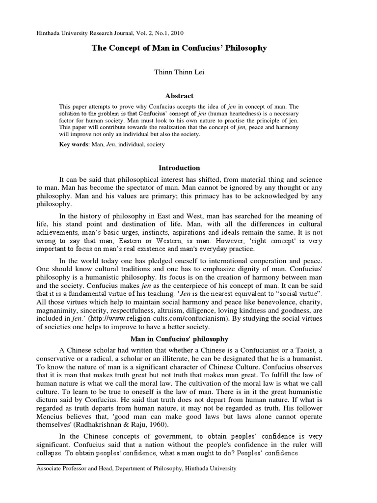Confucius' Concept of Man and Jen | PDF | Confucianism | Virtue