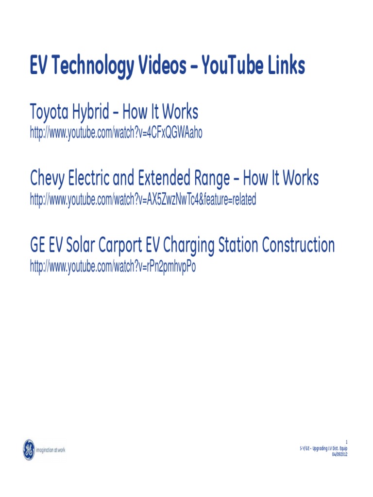 Ev Technology Videos - Youtube Links | PDF | Hybrid Electric Vehicle ...