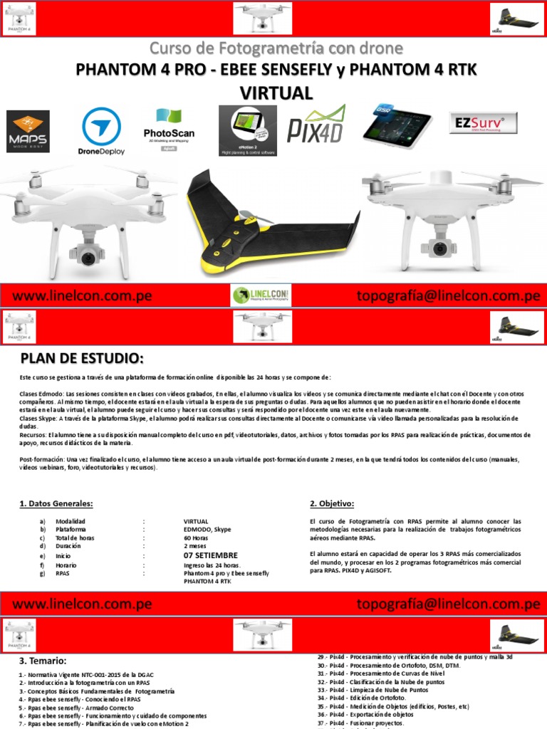 CURSO DE FOTOGRAMETRIA CON PHANTOM 4 PRO - EBEE y PHANTOM 4 RTK VIRTUAL SETIEMBRE PDF | PDF ...