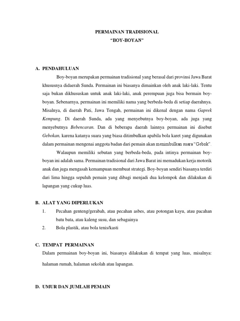 Permainan Tradisional Boy-Boyan | PDF
