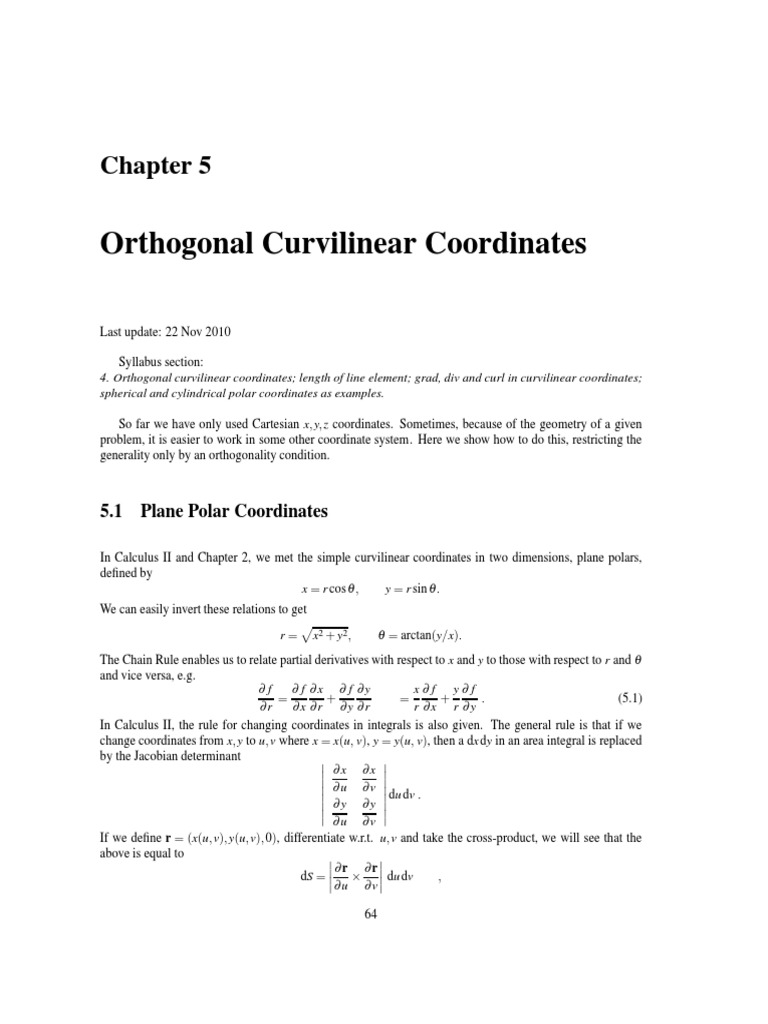 Orthogonal Curvilinear Coordinates | PDF | Coordinate System | Sphere