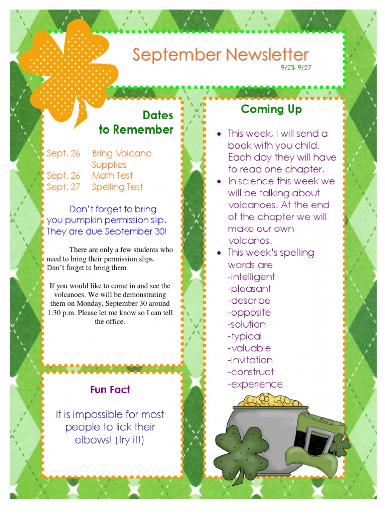 Weekly Class Update: Volcanoes & Tests | PDF | Art