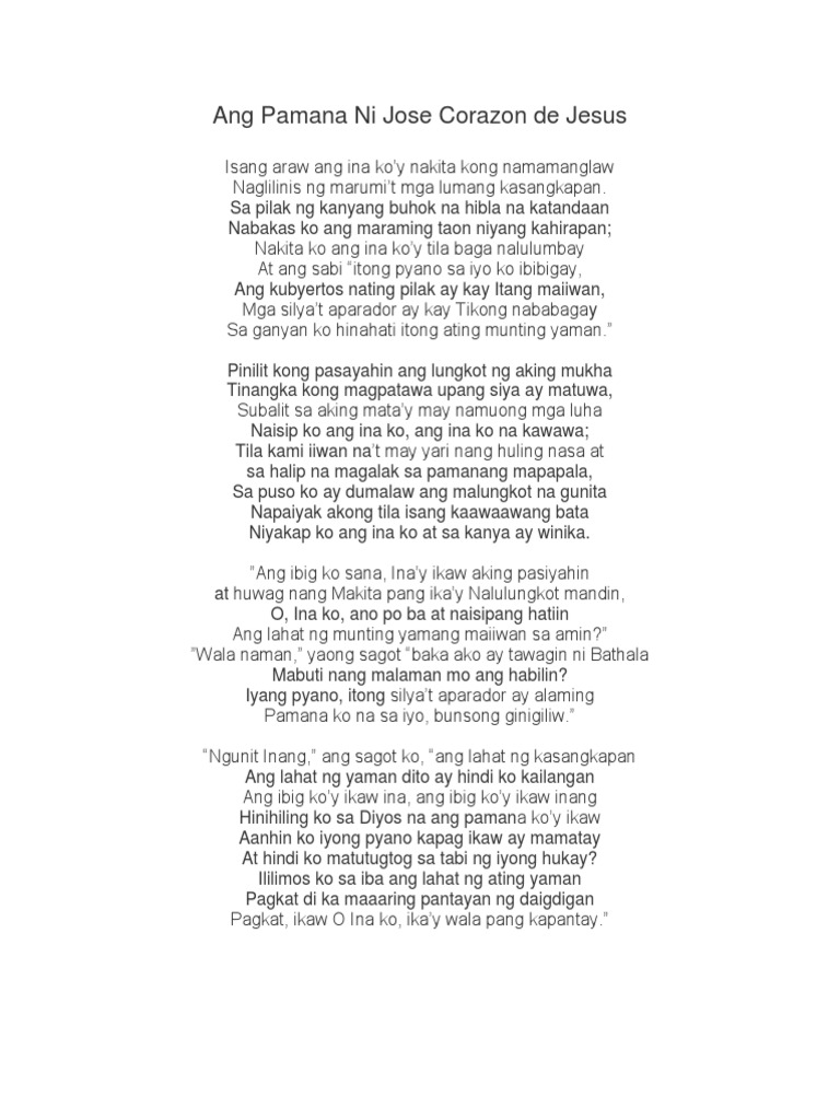Ang Pamana Ni Jose Corazon de Jesus | PDF