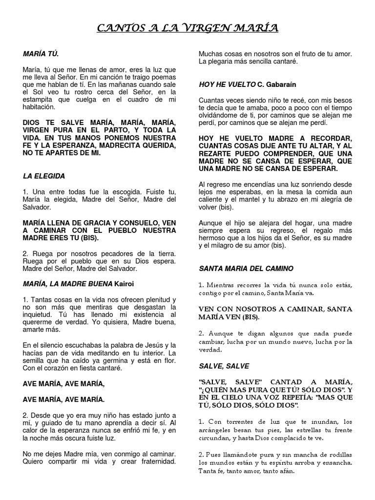 Cantos A La Virgen Maria | PDF | María, madre de Jesús | Dios