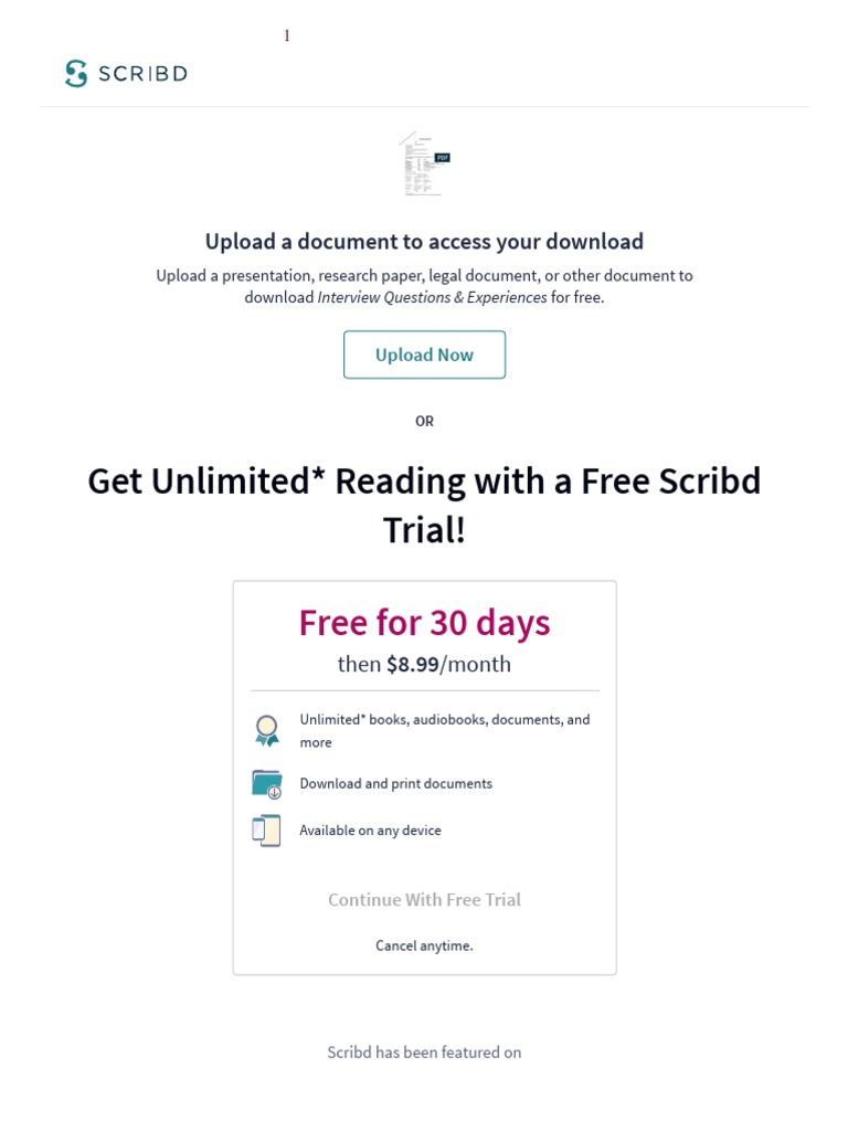 Get Unlimited Reading With A Free Scribd Trial! | PDF