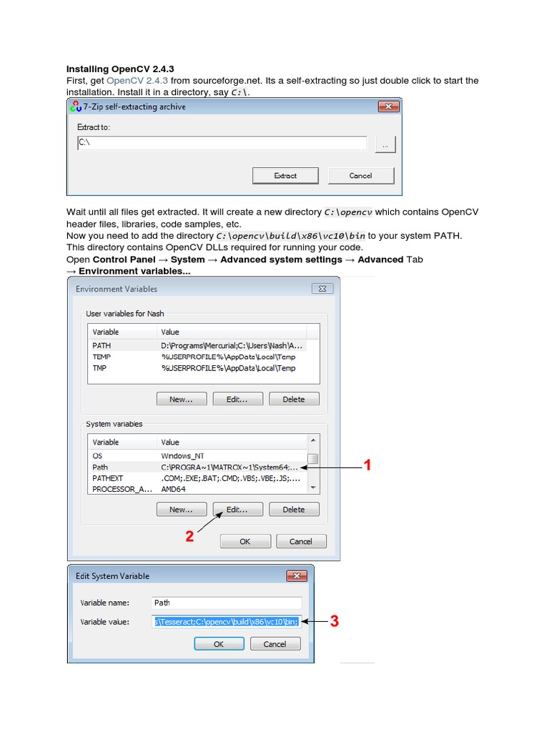 Installation of OpenCV | PDF | C (Programming Language) | C++